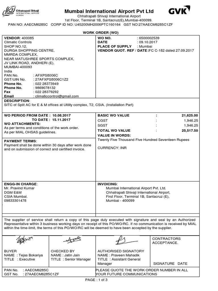 Mumbai International Airport PVT LTD | PDF | Invoice | Taxes
