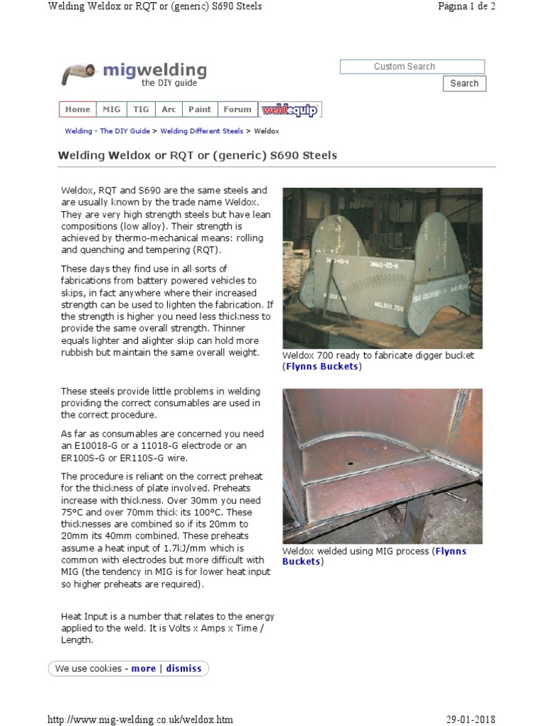 Welding Weldox or RQT or (Generic) S690 Steels: Home MIG TIG Arc Paint ...
