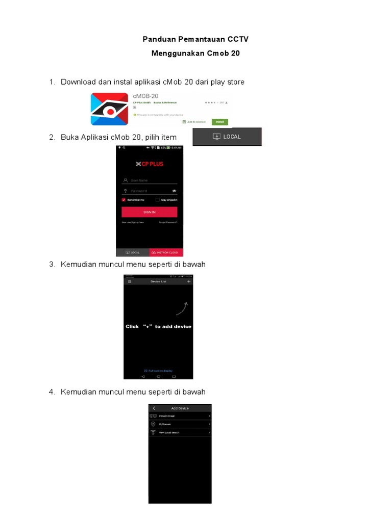 Panduan Pemantauan CCTV Cmob 20 | PDF