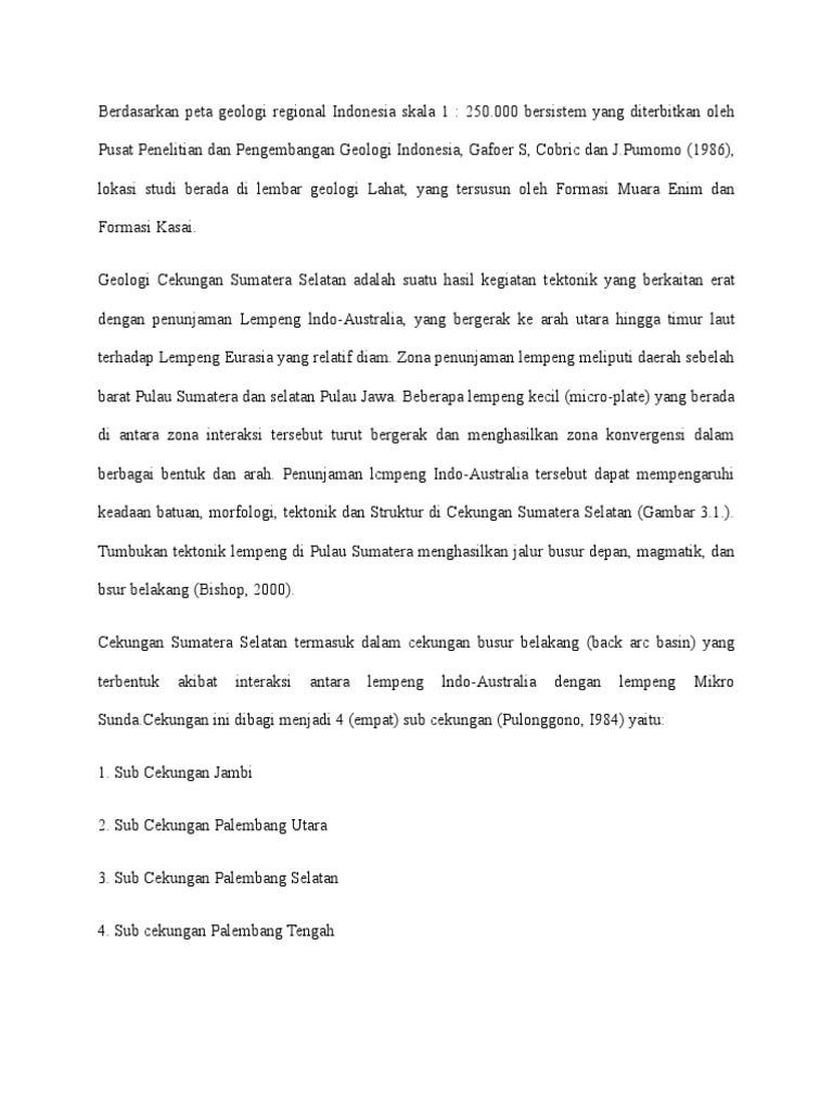 GEOLOGICAL STRATIGRAPHY OF THE SOUTH SUMATRA BASIN | PDF
