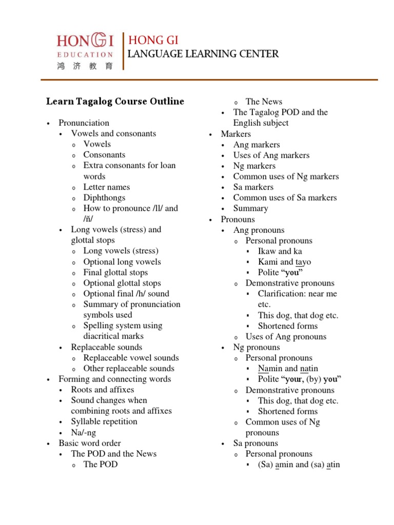 Learn Tagalog | PDF | Tagalog Language | Vowel