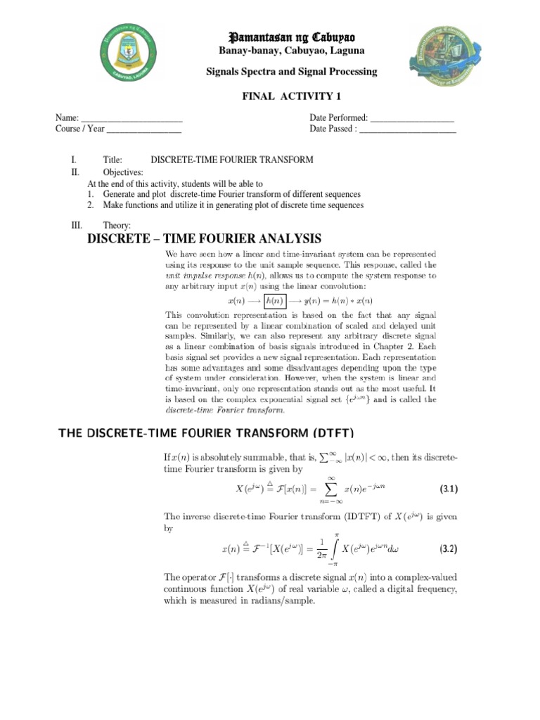 Analysis of Discrete Time Fourier Transforms Through MATLAB Simulation ...