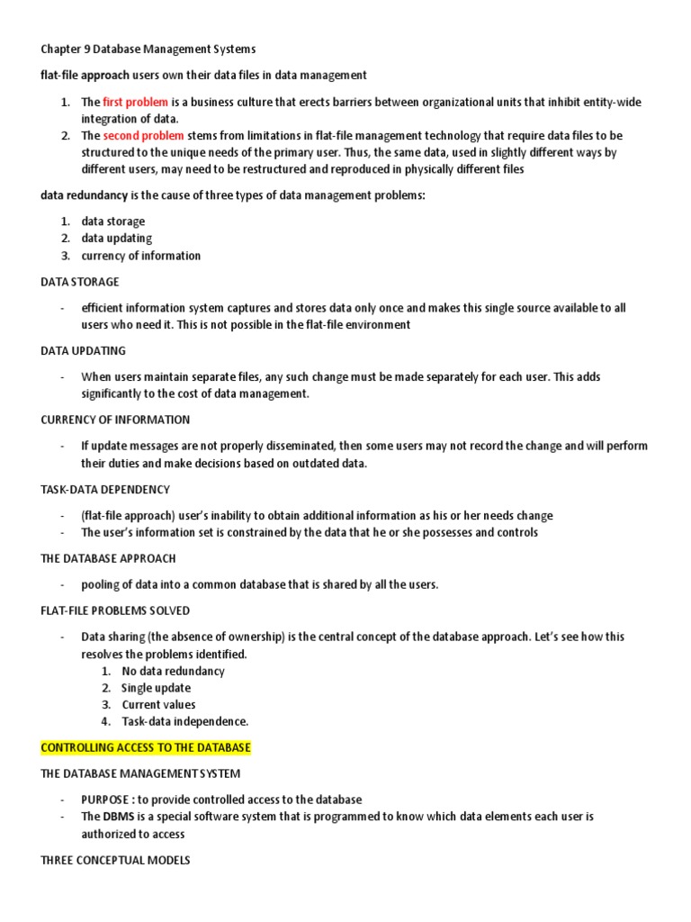 Chapter 9 Database Management Systems | PDF | Databases | Sql