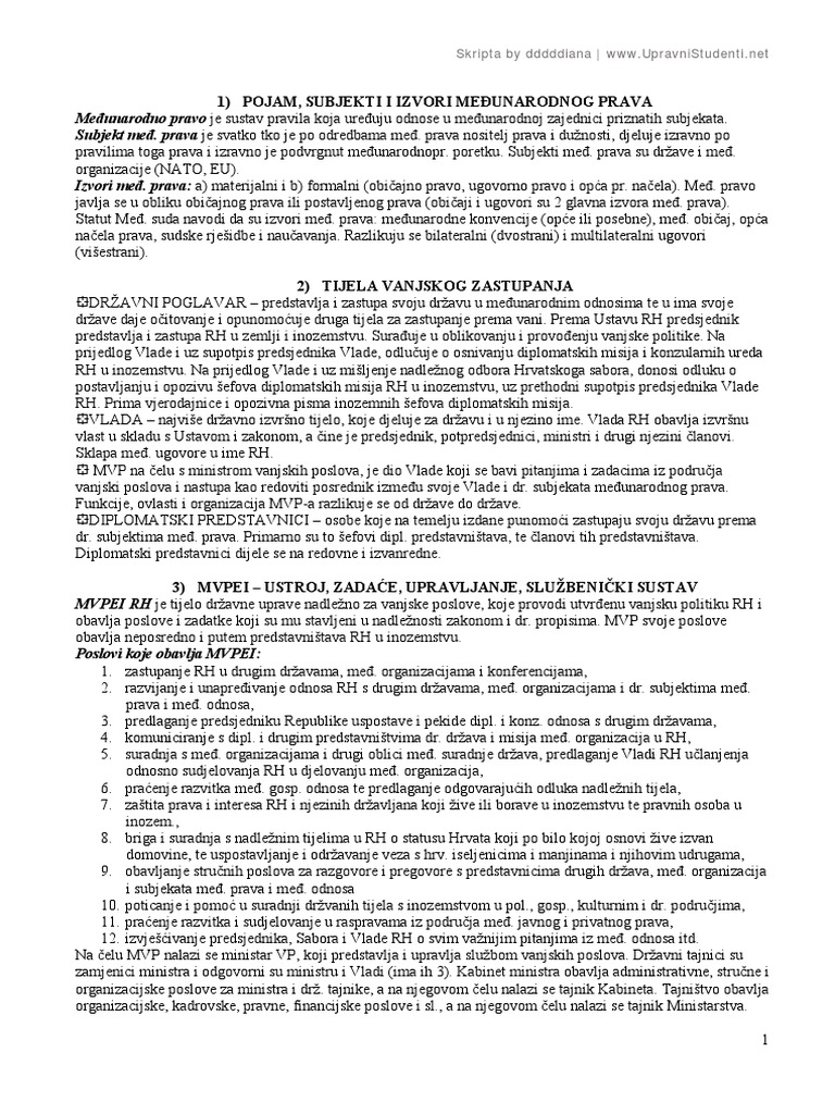 Konzularno Pravo - Skripta | PDF