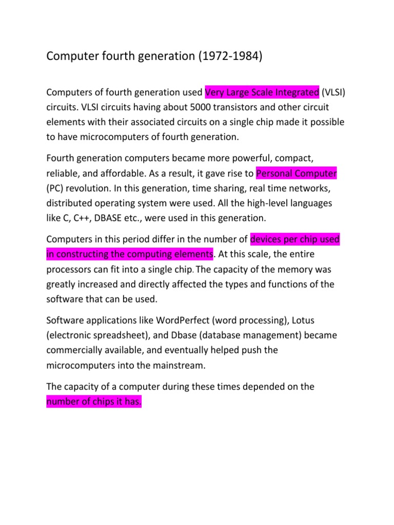 Computer Fourth Generation | PDF