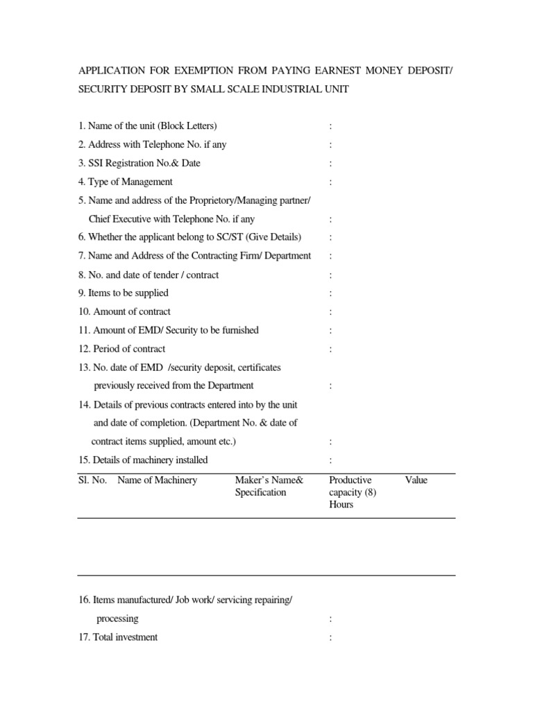 Earnest Money Deposit (EMD) and Security Deposit Exemption PDF | Download Free PDF | Taxes | Money