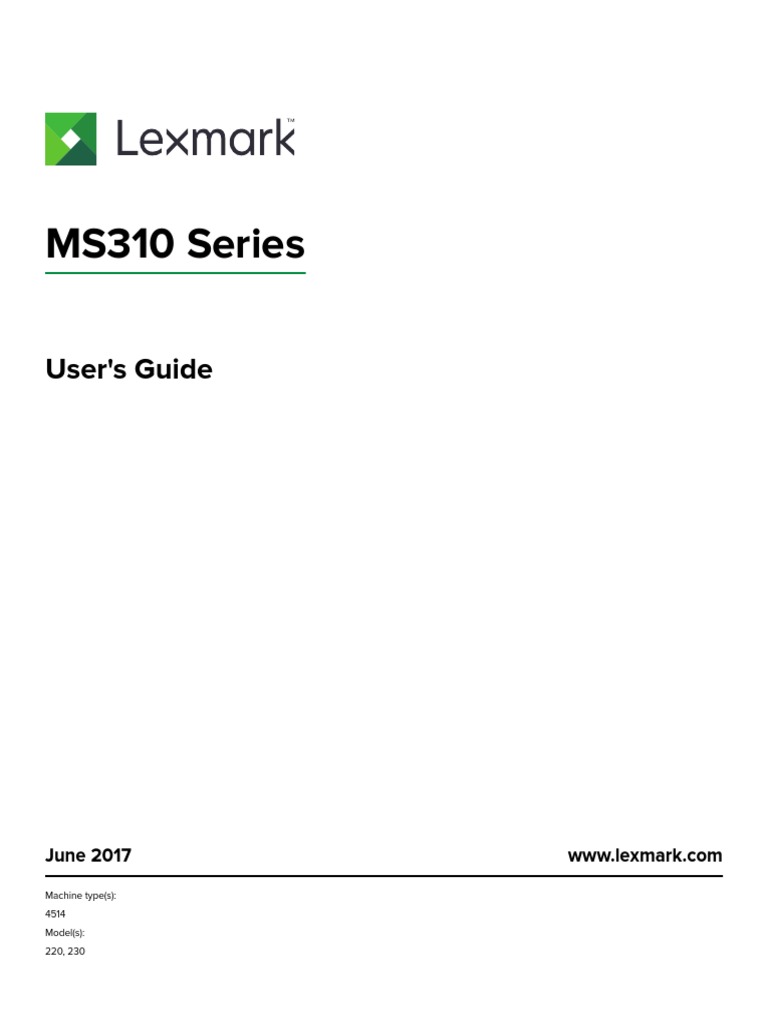 Lexmark MS310 UsersGuide en PDF | Download Free PDF | Computer Network | Printer (Computing)