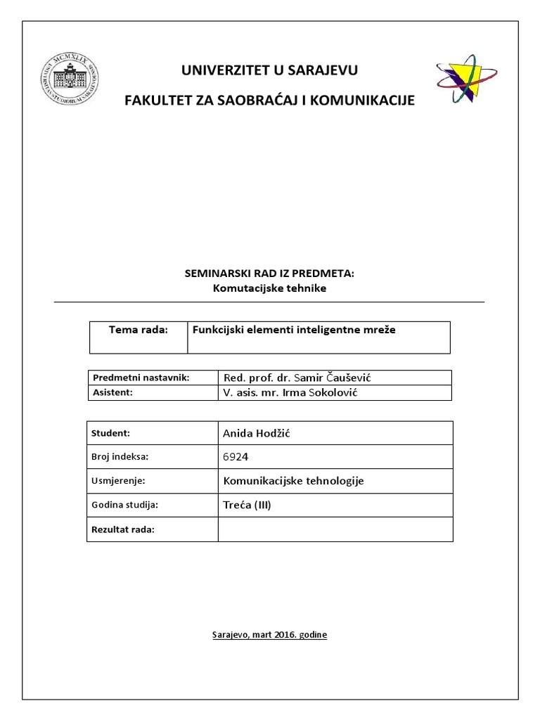 KT Funkcijski Elementi Inteligentne Mreze, Anida Hodzic | PDF