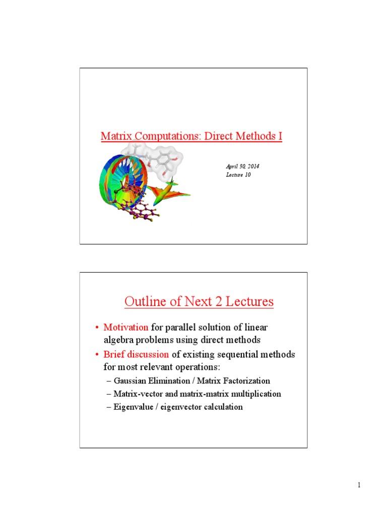 Outline of Next 2 Lectures: Matrix Computations: Direct Methods I | PDF | Matrix (Mathematics ...