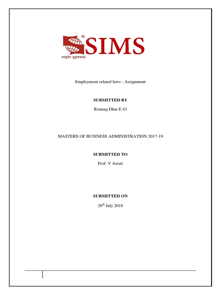 Industrial Relations Assignment | PDF | Workers' Compensation | Employment