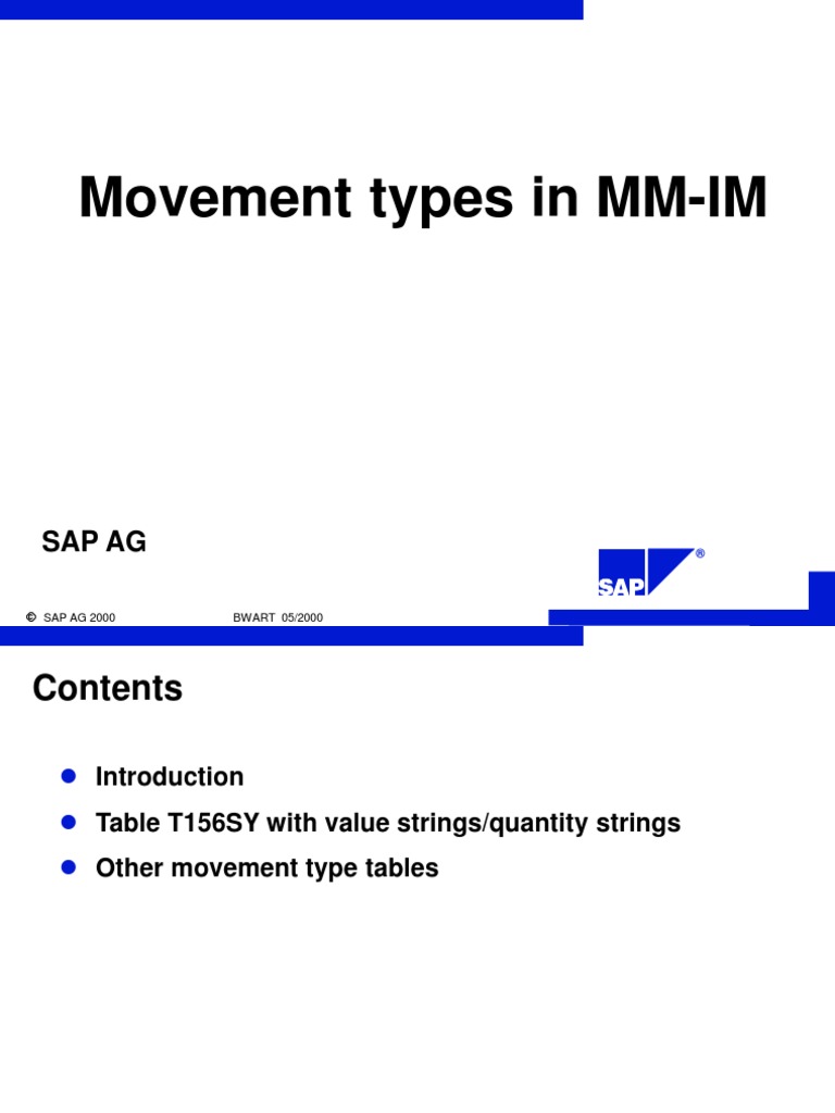 Movement Types in MM-IM: Sap Ag | PDF | Business | Computing