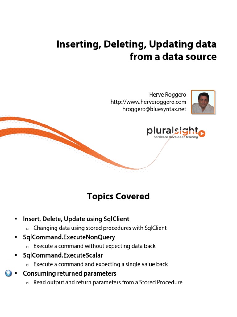 Inserting, Deleting, Updating Data From A Data Source: Herve Roggero | PDF