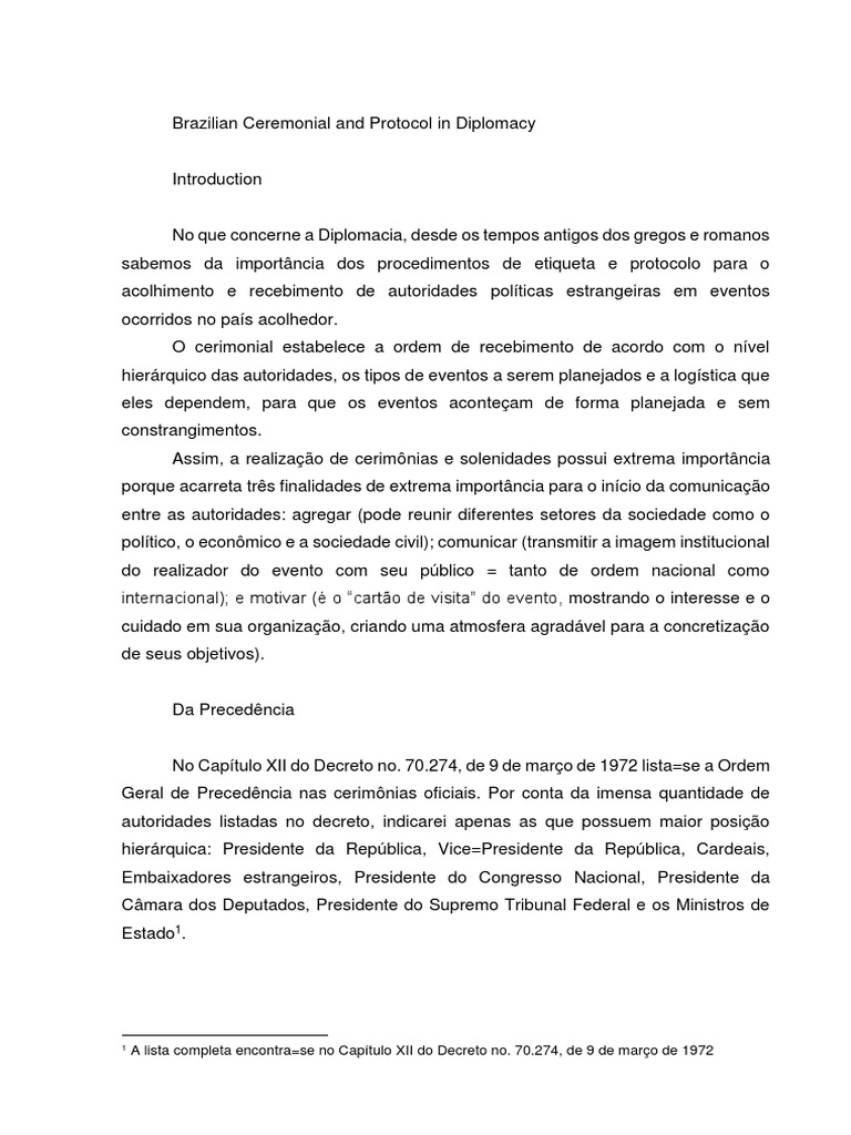 Protocolo Diplomático Brasileiro | PDF | Estado | Brasil