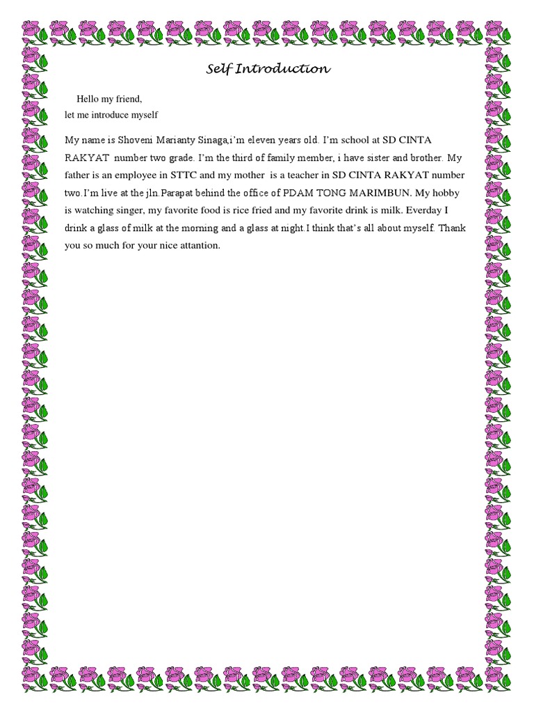 Self Introduction: Hello My Friend, Let Me Introduce Myself | PDF