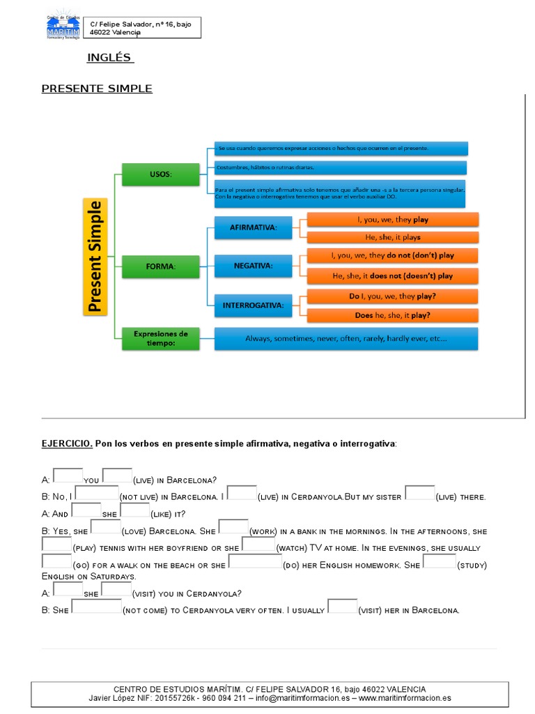 Repaso Del Presente Simple - Presente Continuo | PDF