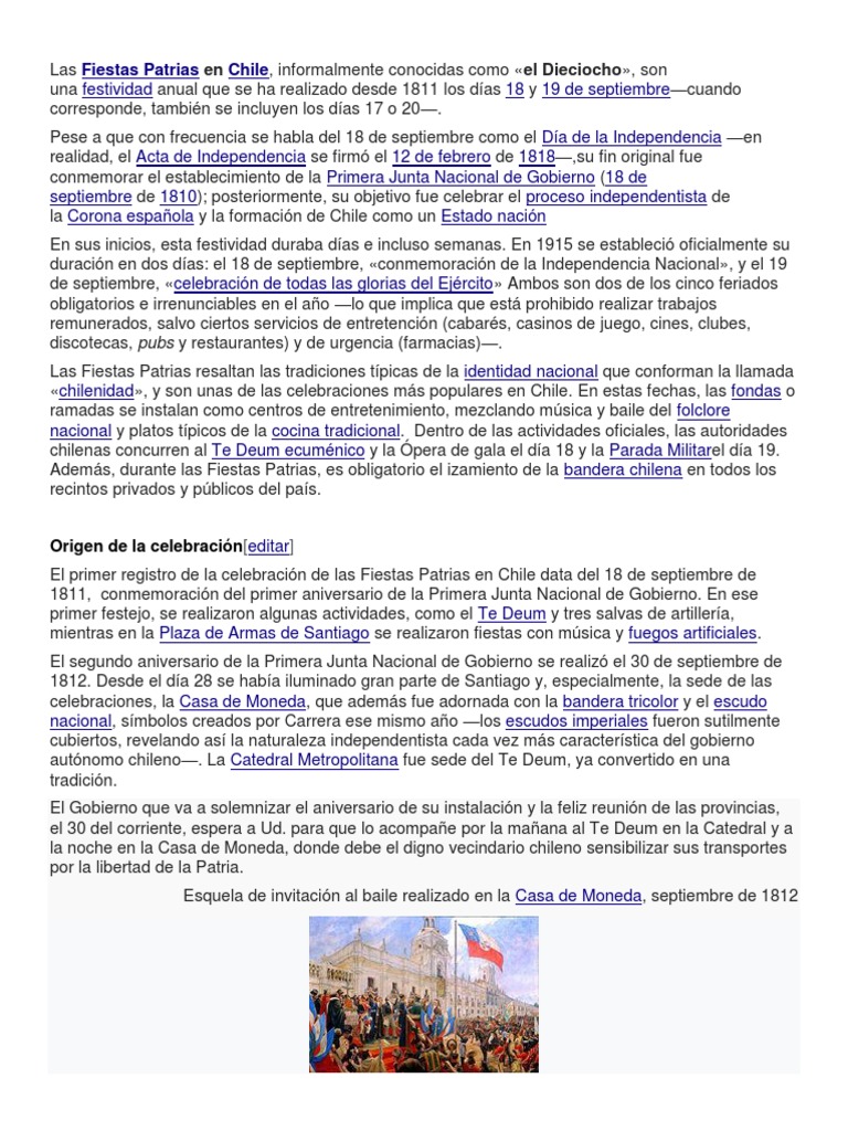 Que Se Celebra El 18 de Septiembre en Chile | PDF | Chile | América del Sur