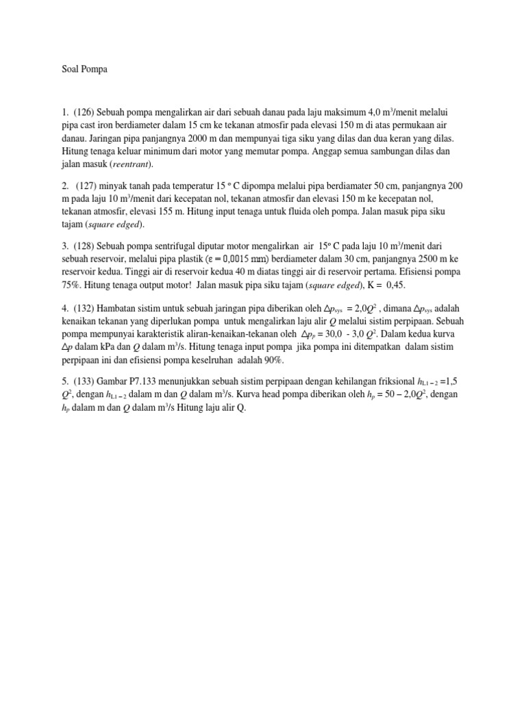 Soal Pompa | PDF | Sains & Matematika