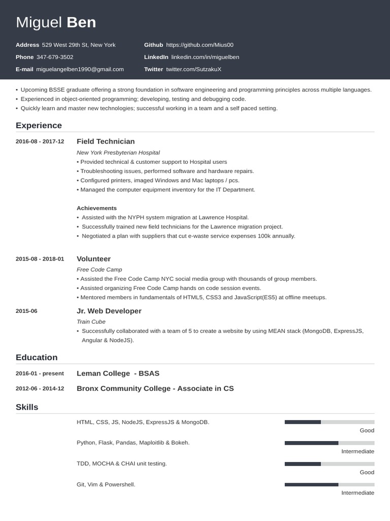 Resume Miguel | PDF | World Wide Web | Internet & Web