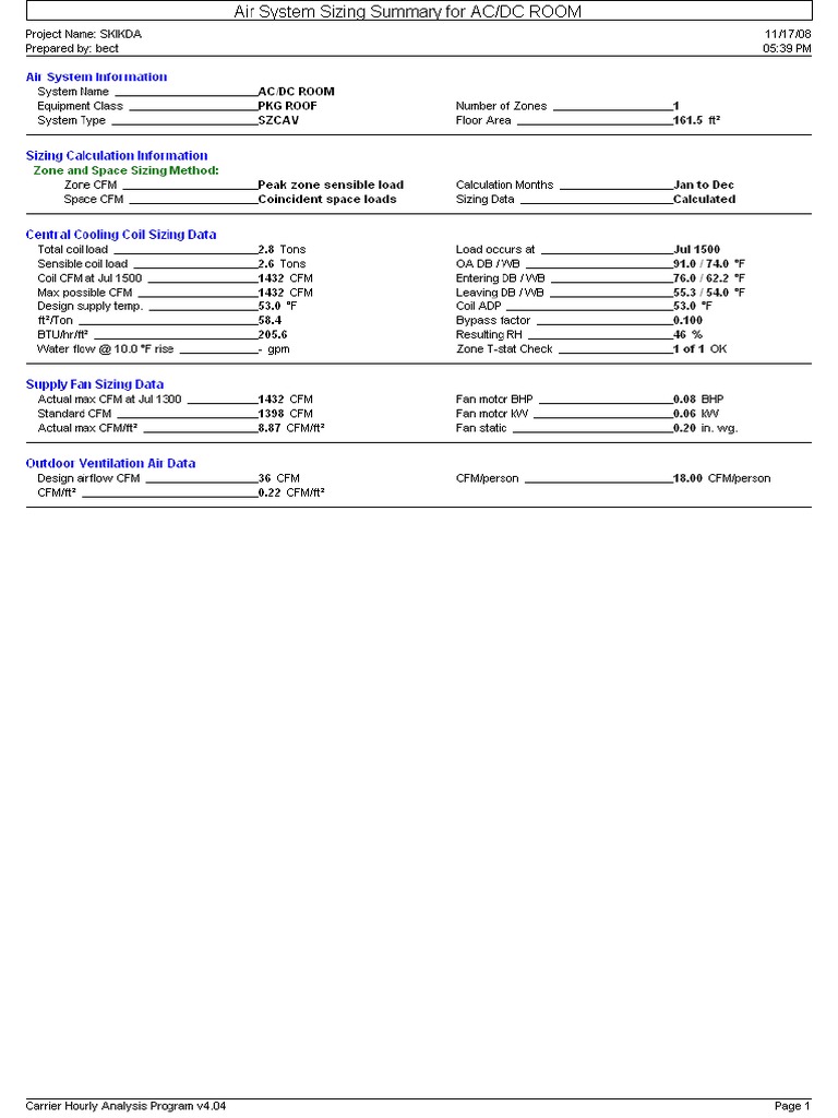 Hvac Calculation Notes | PDF