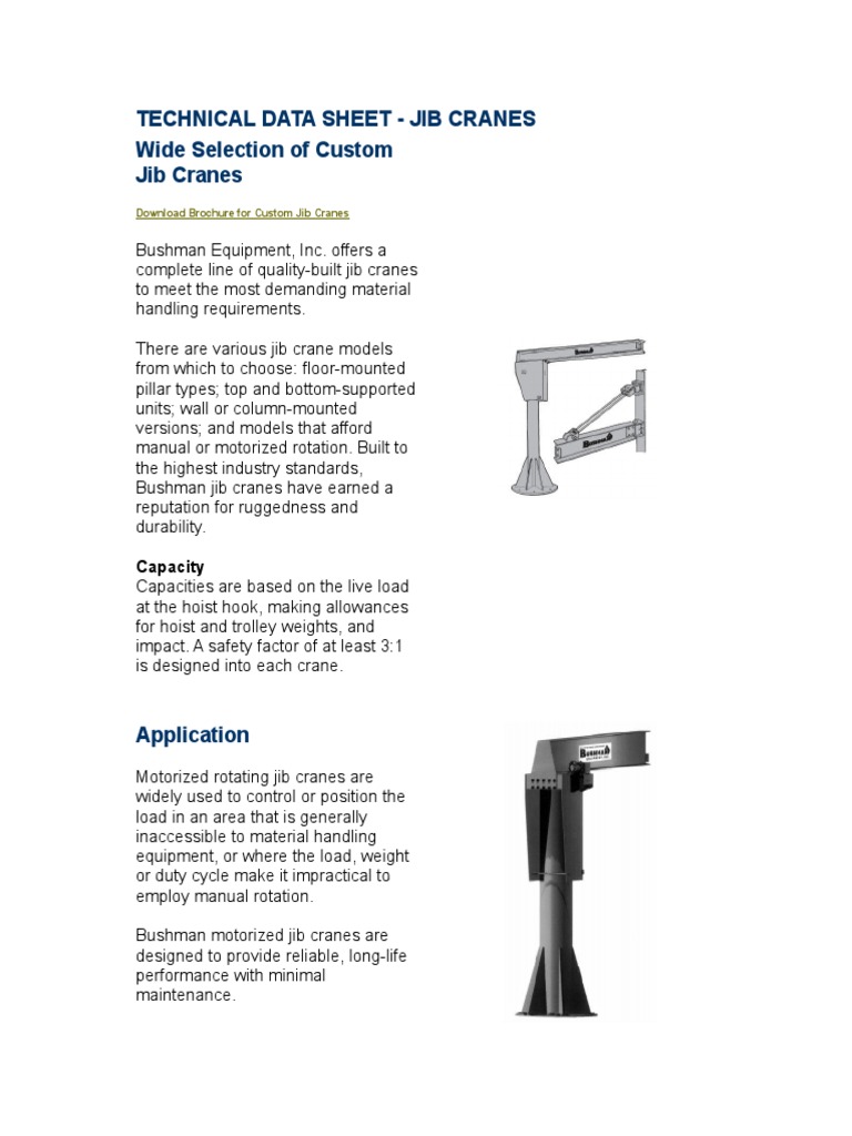 Technical Data Sheet | PDF | Crane (Machine) | Bearing (Mechanical)