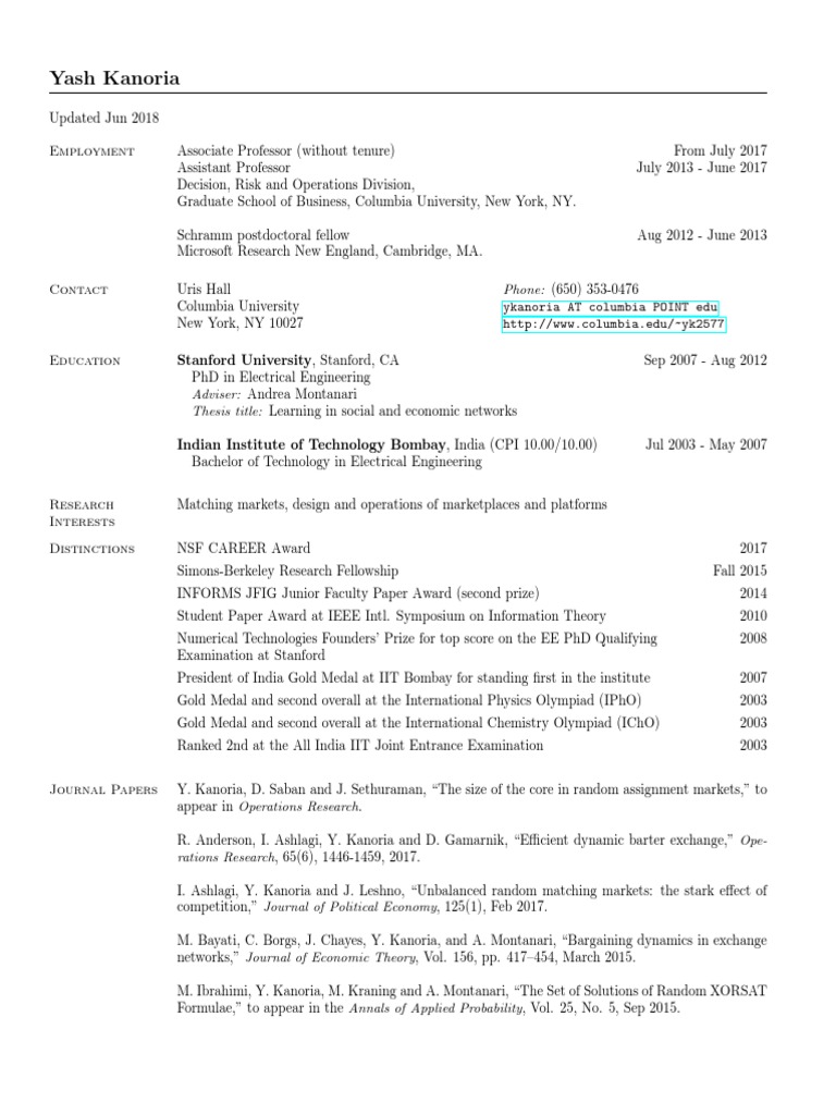 Yash Kanoria: Iix Iix Iix | PDF | Discrete Mathematics | Data Science
