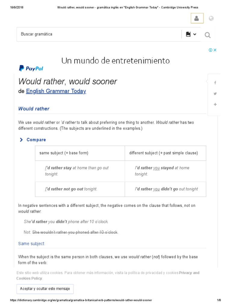 Would Rather, Would Sooner - Gramática Inglés en - English Grammar ...