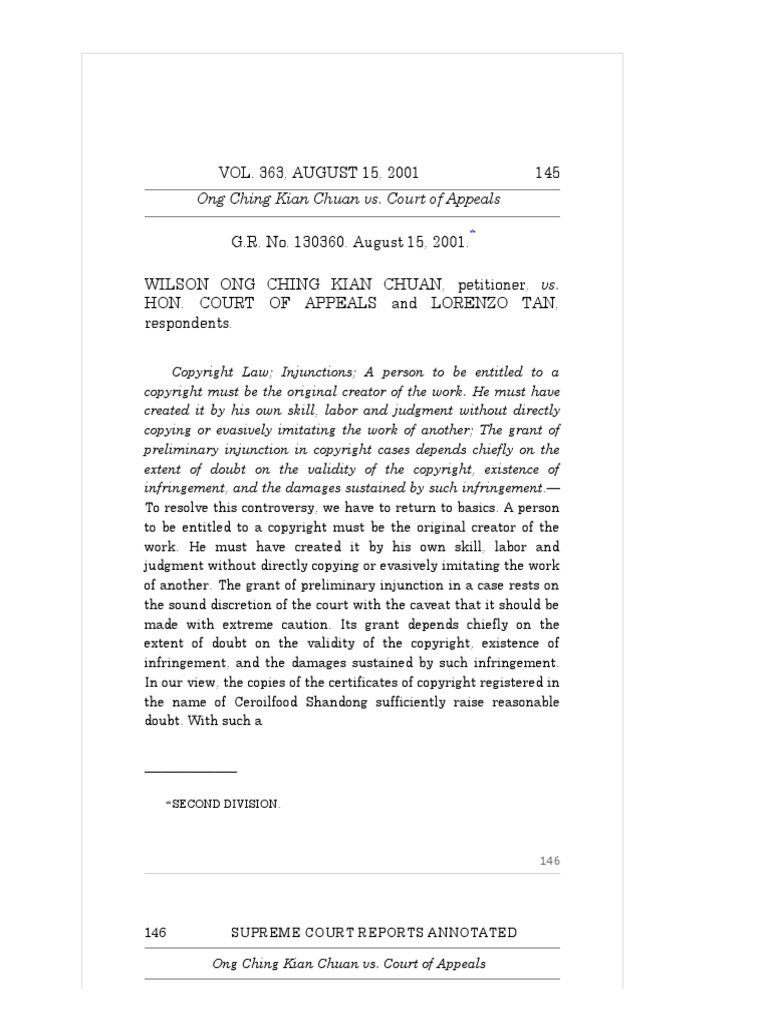 Wilson Ong v. CA | Download Free PDF | Injunction | Certiorari