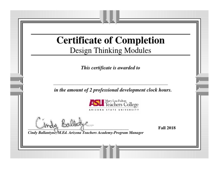 Design Thinking Modules Certificate - 2 Hours - Copy 1 | PDF