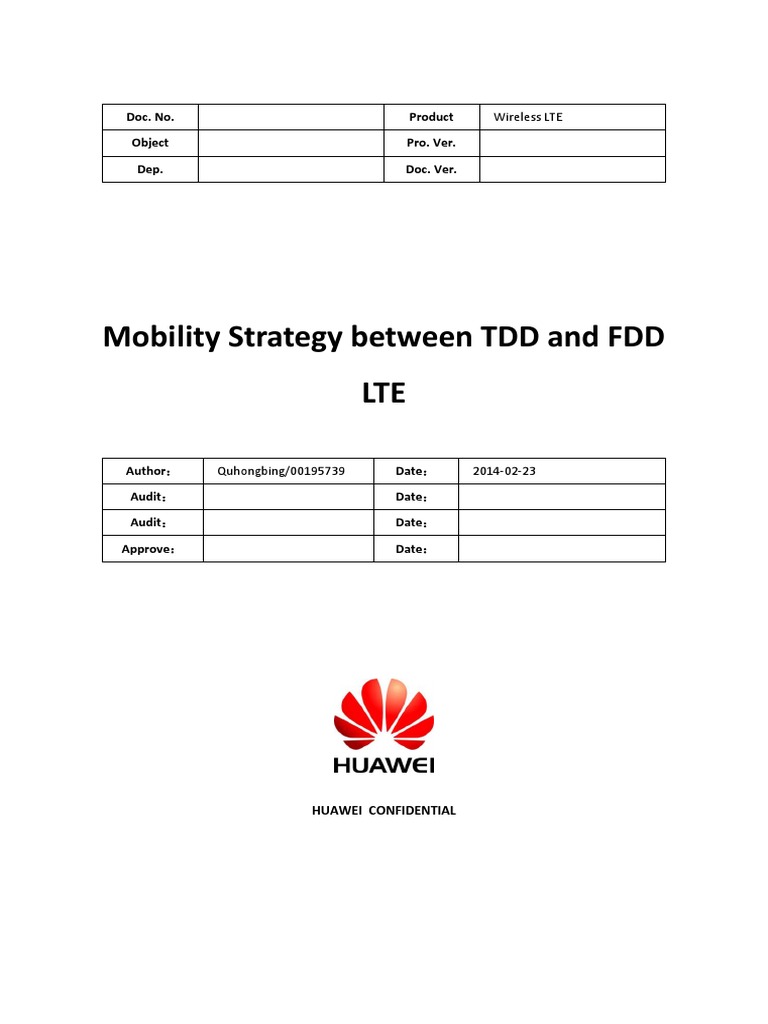 Mobility Strategy Between TDD and FDD LTE: Doc. No. Product Object Pro ...