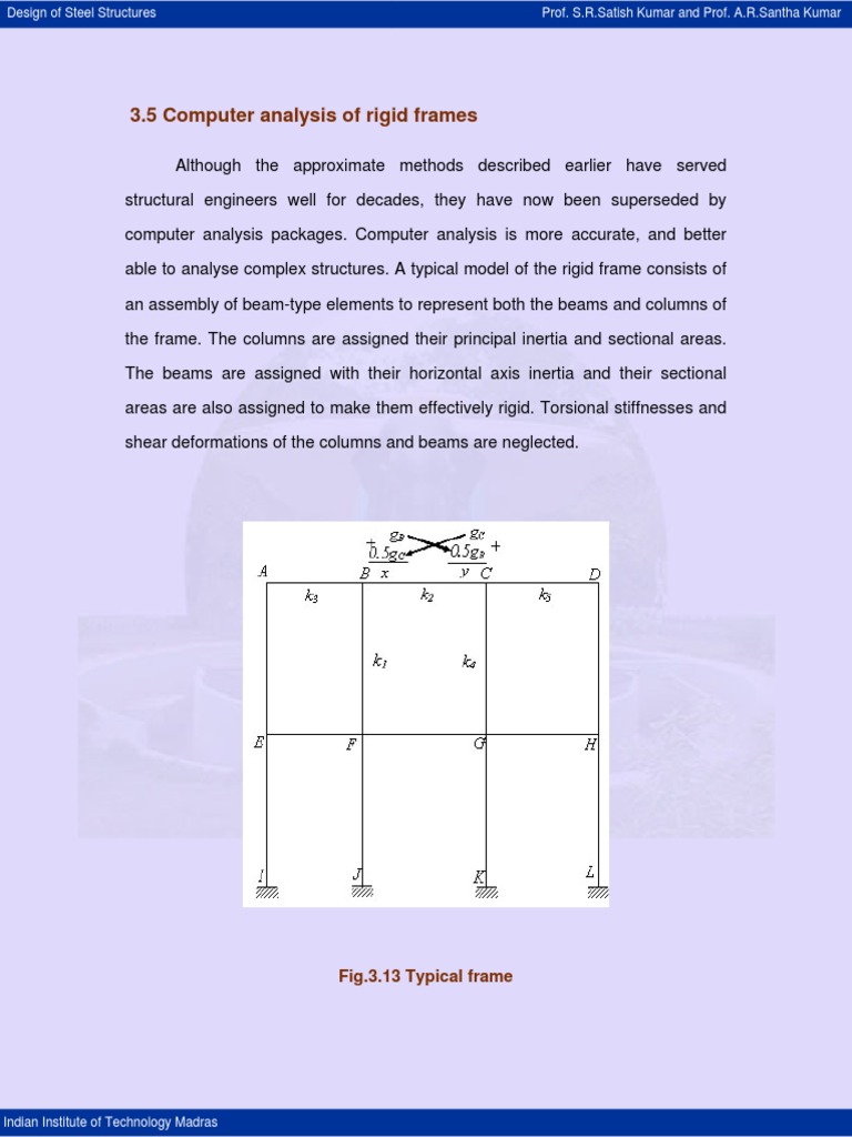 3.5 Computer Analysis of Rigid Frames: Fig.3.13 Typical Frame | PDF ...