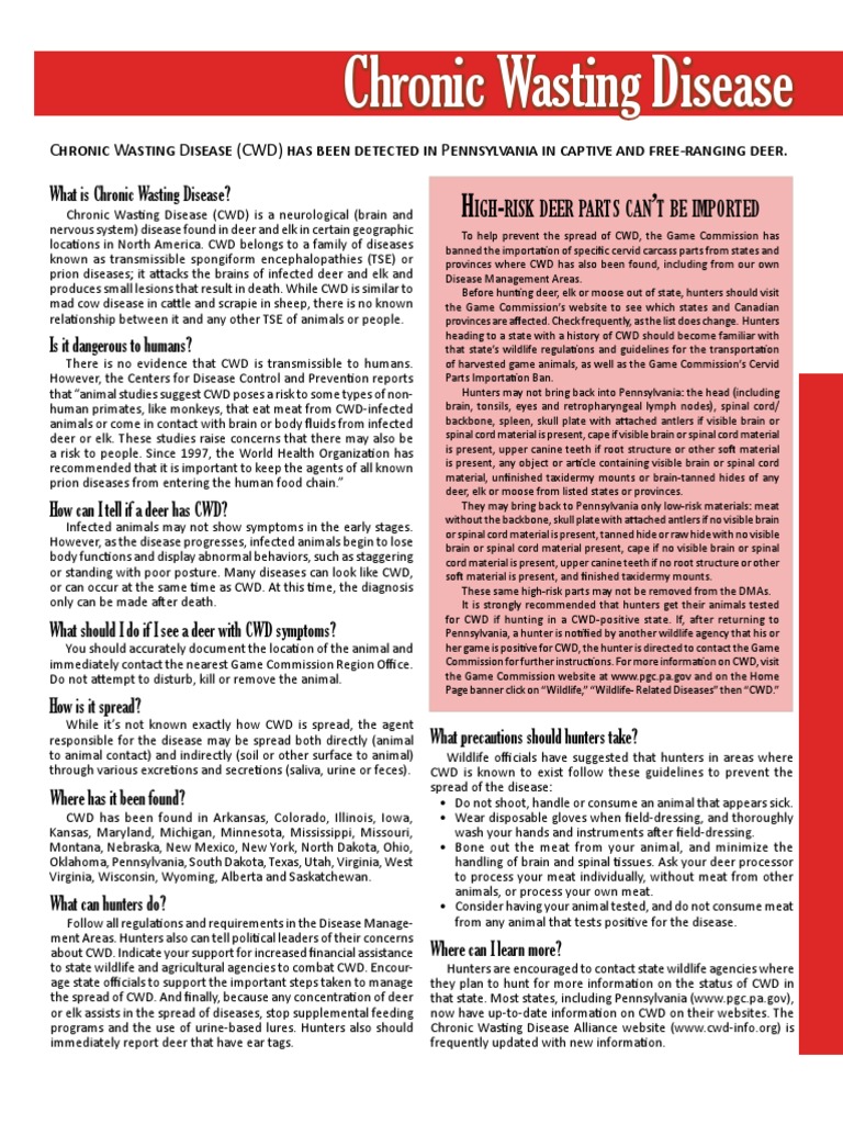 2018-19 Chronic Wasting Disease | PDF | Animals And Humans | Diseases ...