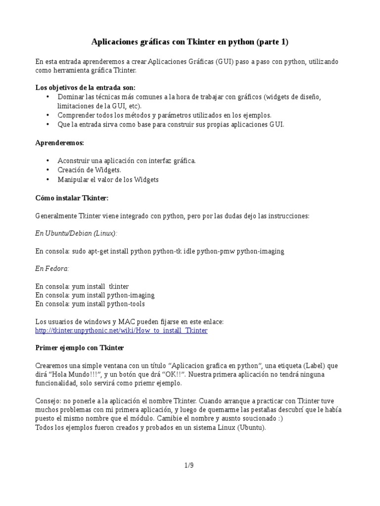 Tkinter Introducción | PDF | Interfaz de línea de comando | Python ...