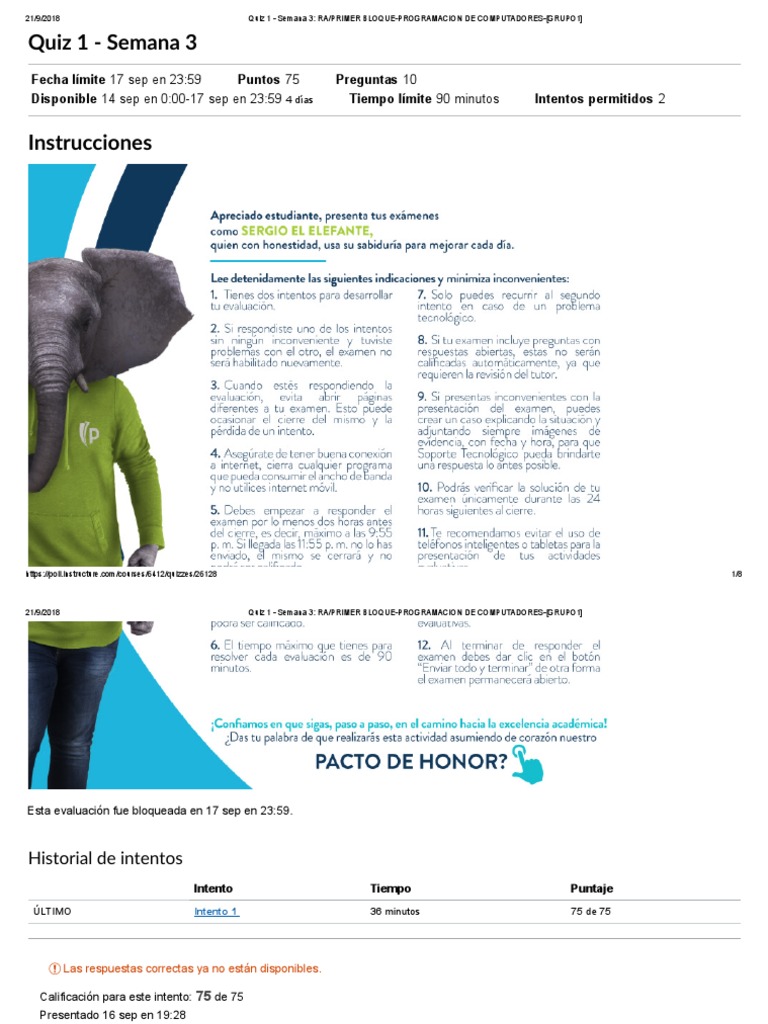 Quiz 1 - Semana 3 - Programacion de Computadores - (Grupo1) | PDF | Lenguaje de programación ...