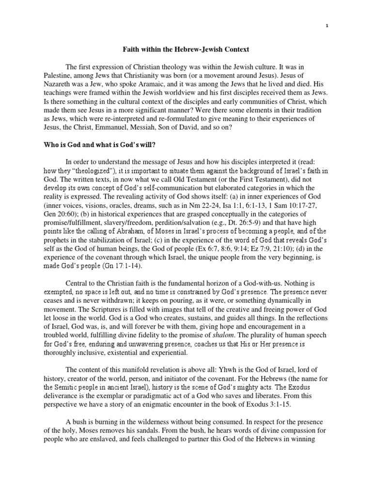 Module 1 Reading - Faith Within The Hebrew-Jewish Context | PDF ...