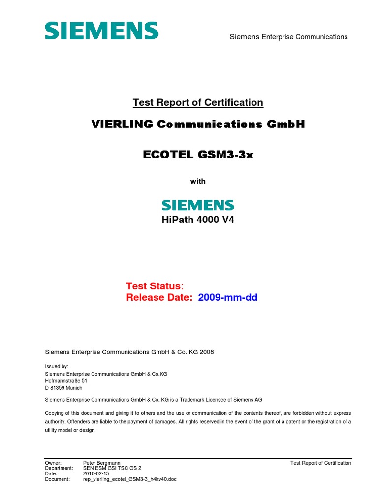 Siemens Test | Download Free PDF | Telecommunications | Information And ...