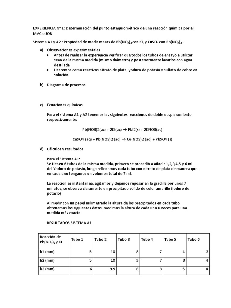 Punto Estequiométrico en Reacciones Químicas | PDF | Estequiometría ...