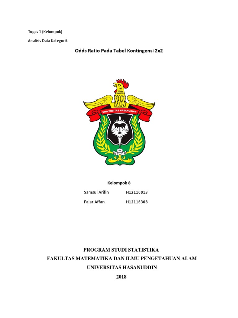 Odds Ratio Tabel Kontingensi 2x2 | PDF