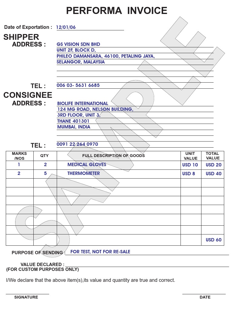 Performa Invoice Sample | PDF
