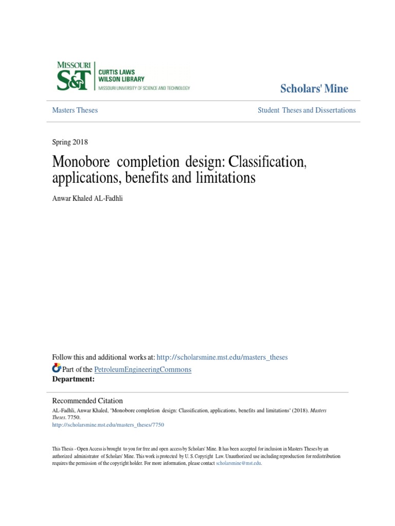 Monobore Completion | PDF | Oil Well | Casing (Borehole)