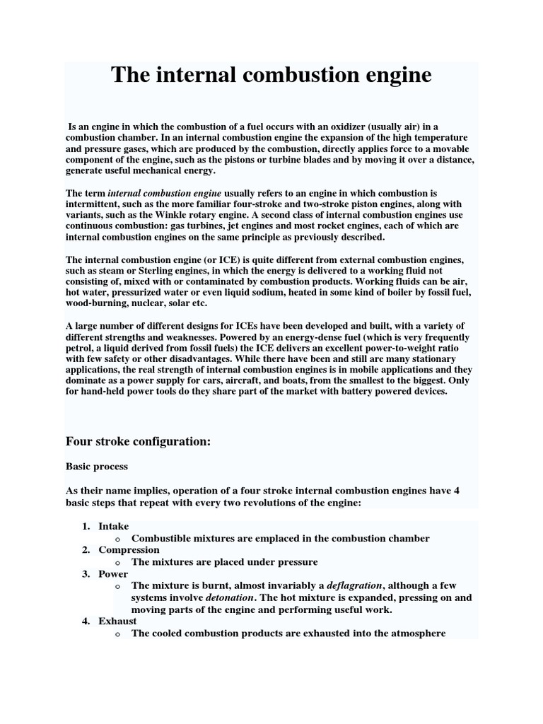 The Internal Combustion Engine | PDF | Internal Combustion Engine ...