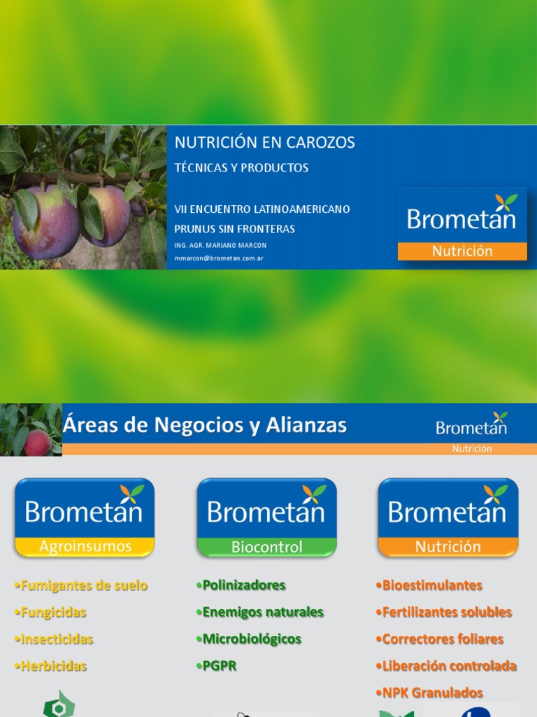 Presentación Nutrición Frutales de Carozo Brometan | PDF | Fertilizante | Calcio