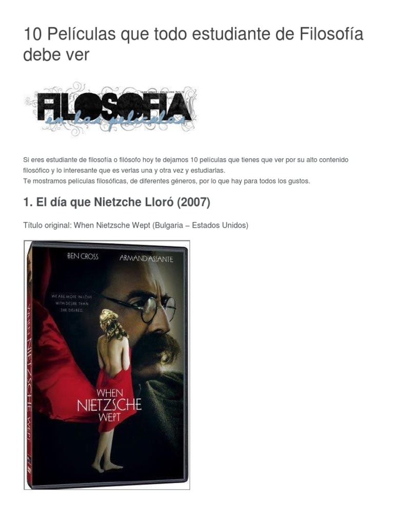 10 Películas Que Todo Estudiante de Filosofía Debe Ver PDF | PDF ...