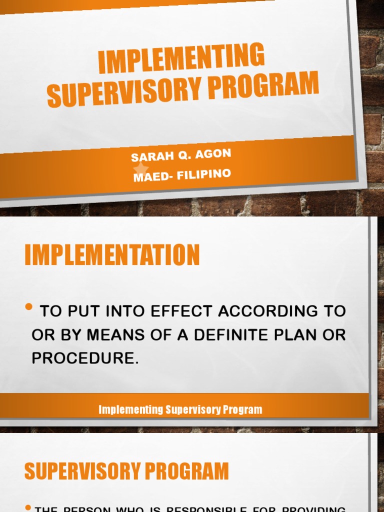 Implementing Supervisory Program | Download Free PDF | Creativity | Communication