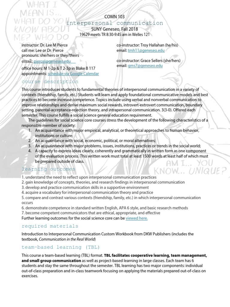 Interpersonal Communication Syllabus | PDF | Interpersonal ...