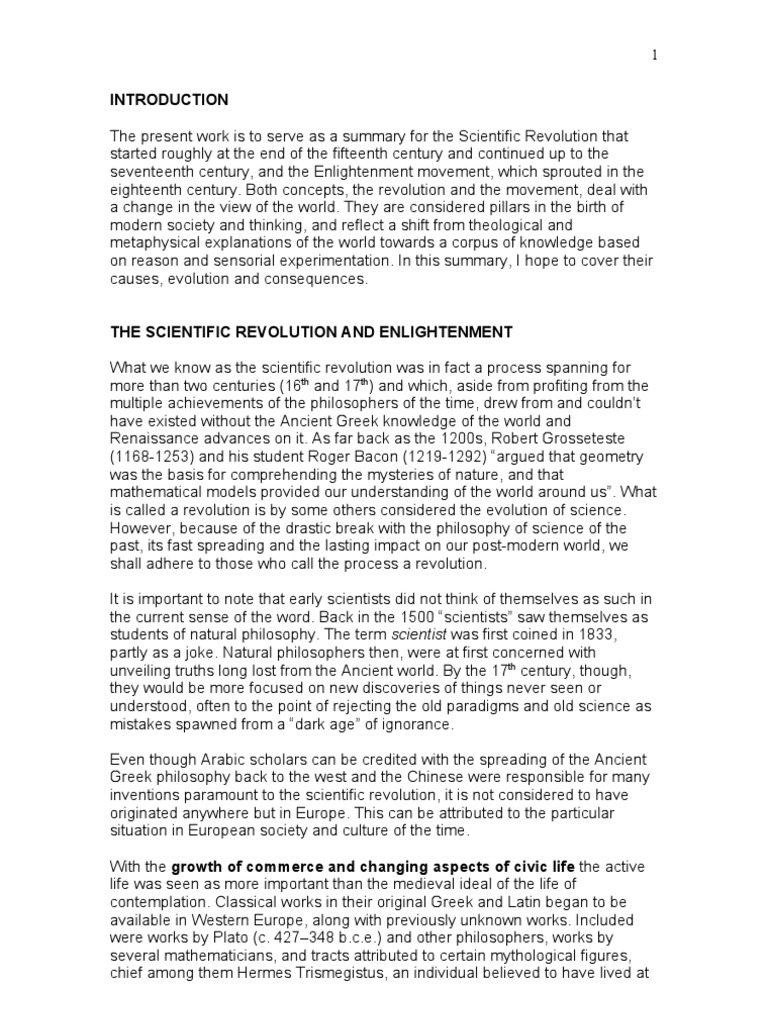 Summary of the Scientific Revolution | PDF | Scientific Revolution ...