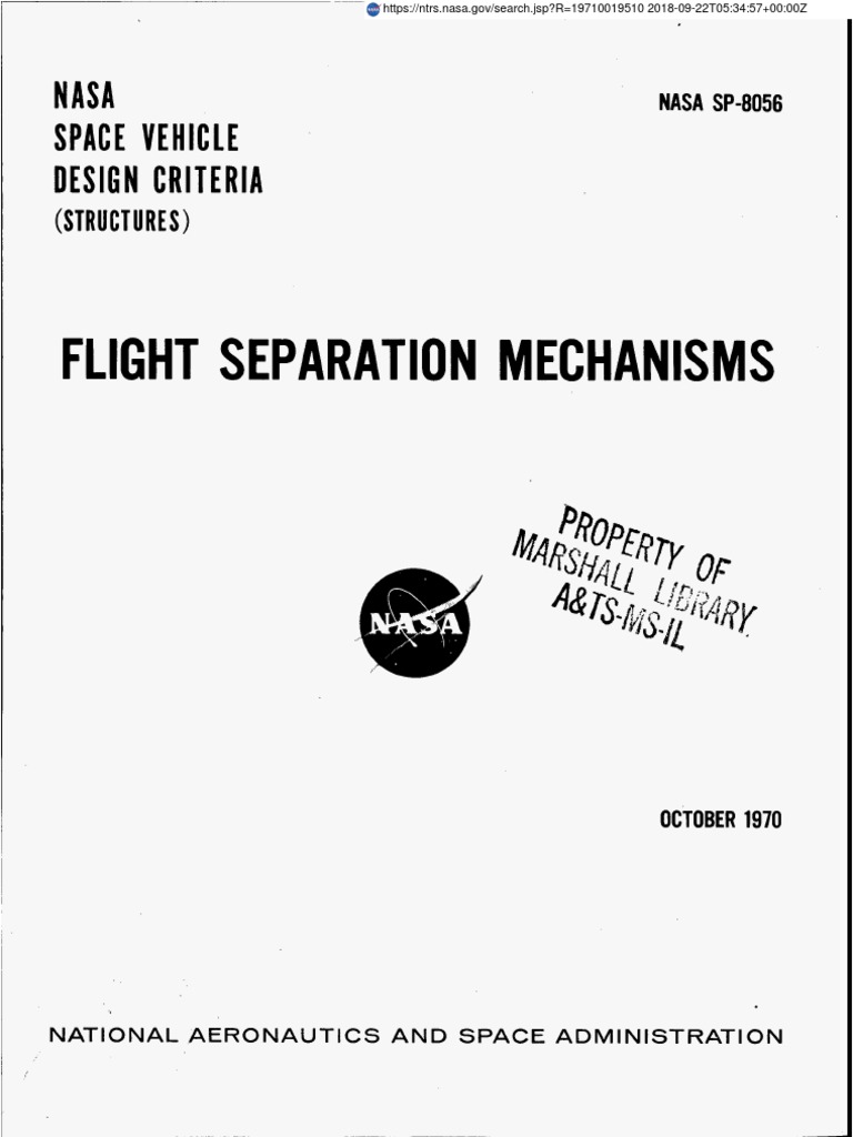 Flight Separation Mechanisms: Nasa Space Vehicle Design Criteria | PDF ...