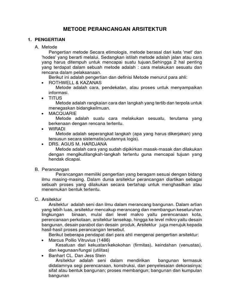 Metode Perancangan Arsitektur | PDF | Karier & Perkembangan | Seni