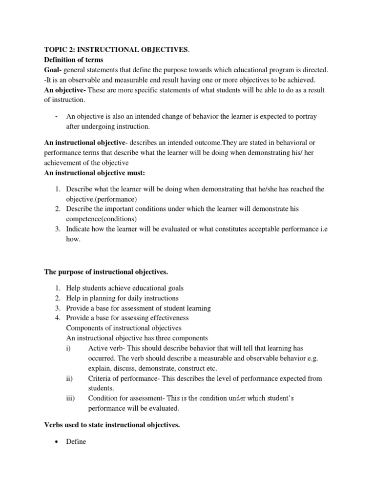 Understanding Instructional Objectives | PDF | Goal | Reading Comprehension