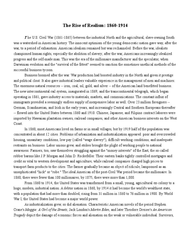 The Rise of Realism | PDF | Huckleberry Finn | Mark Twain