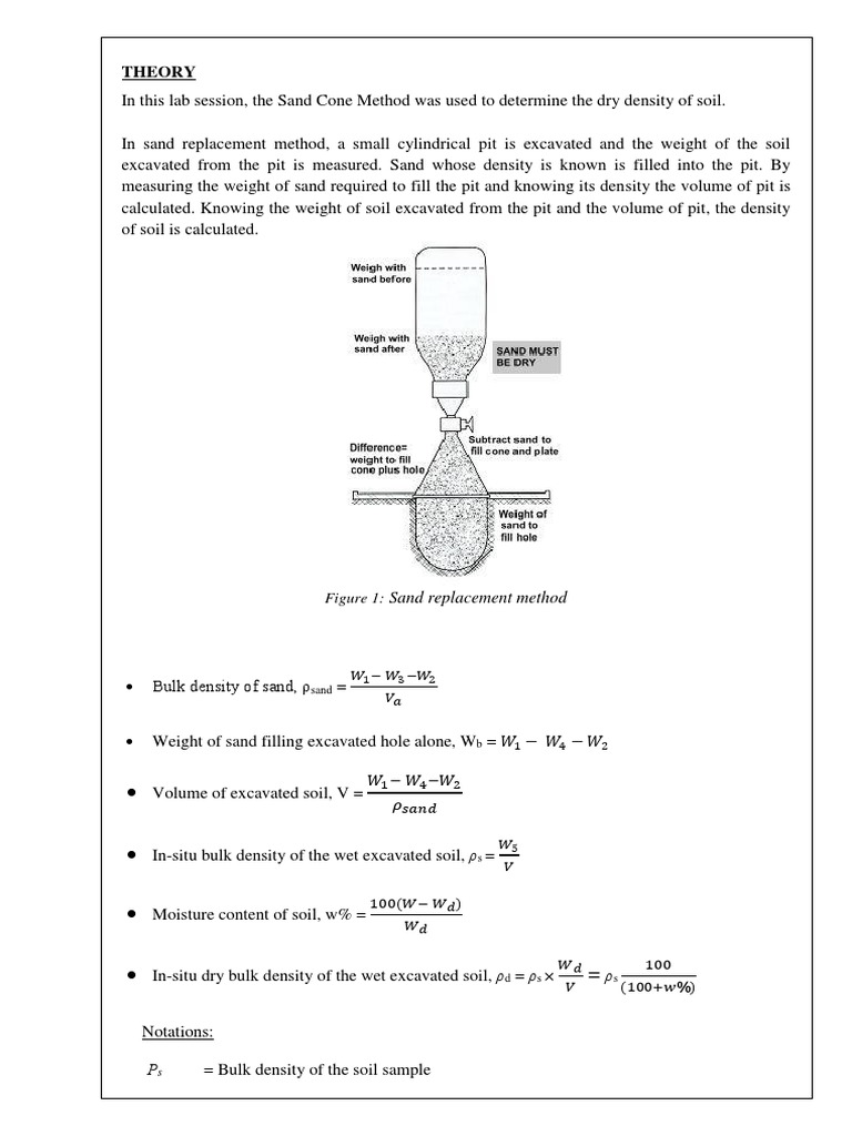 Theory: Sand Replacement Method | PDF